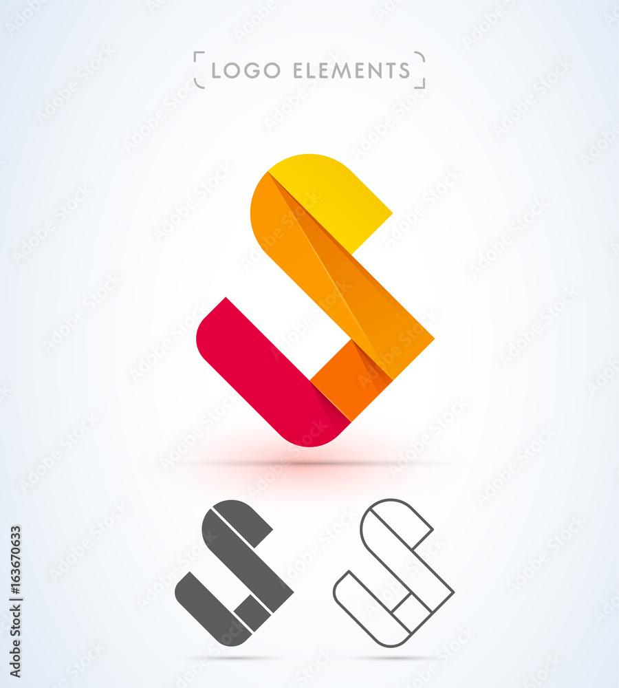 Origami letter S logo elements. Origami and material design style ...