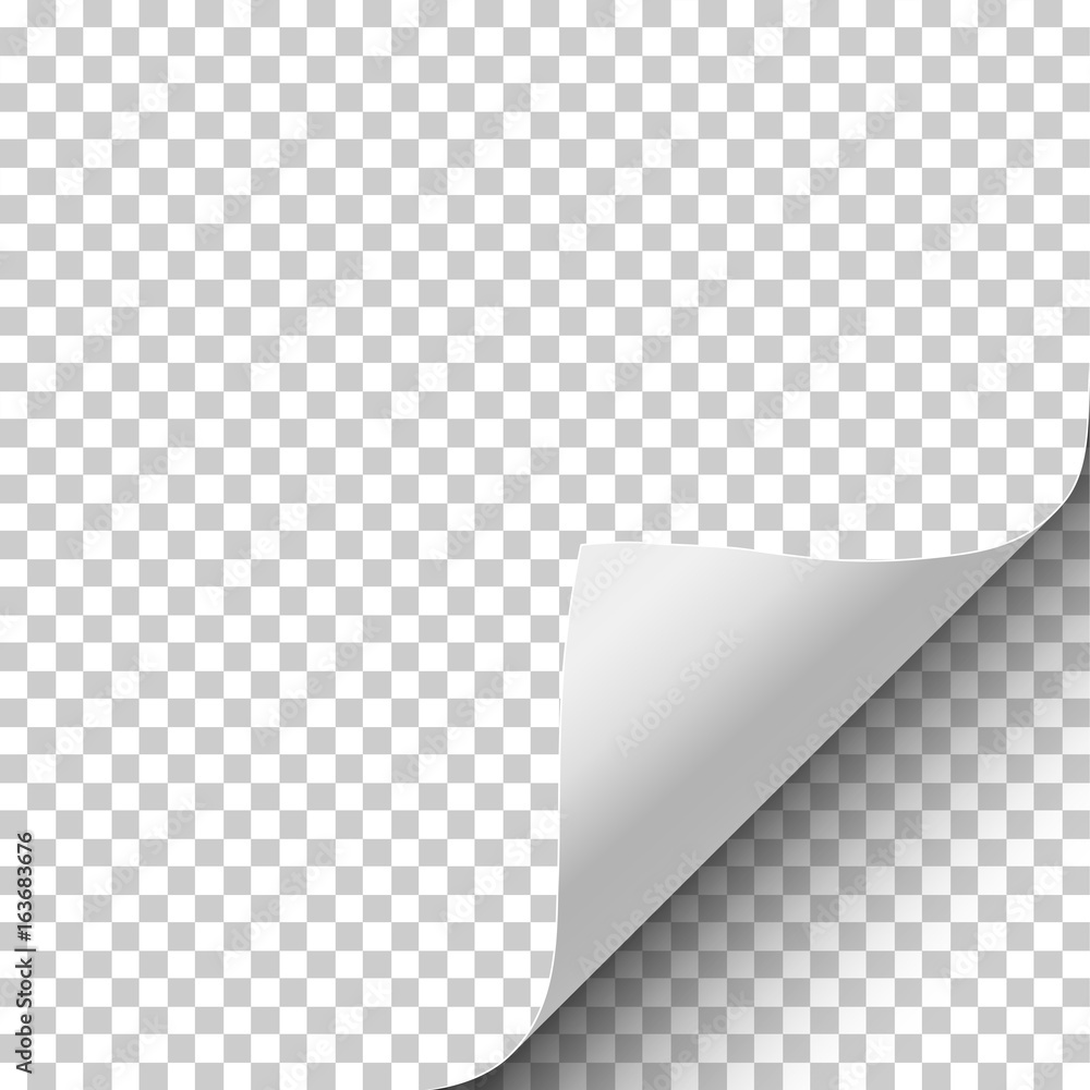 Sheet of transparent paper with curled corner and soft shadow. Element ...