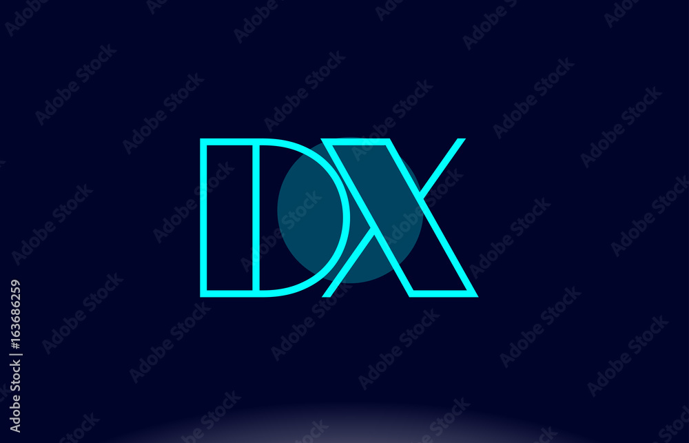 dx d x blue line circle alphabet letter logo icon template vector ...