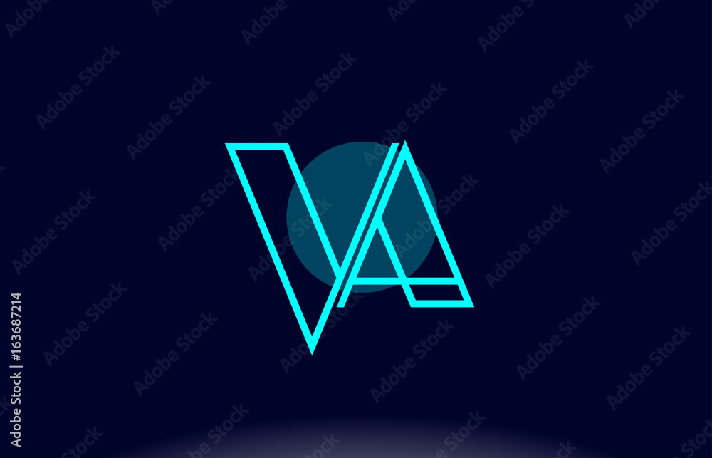 va v a blue line circle alphabet letter logo icon template vector ...