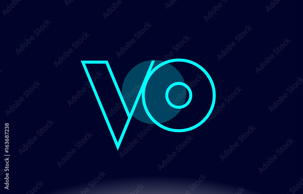 vo v o blue line circle alphabet letter logo icon template vector ...
