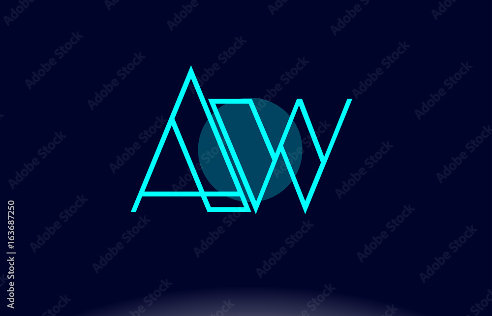 aw a w blue line circle alphabet letter logo icon template vector ...