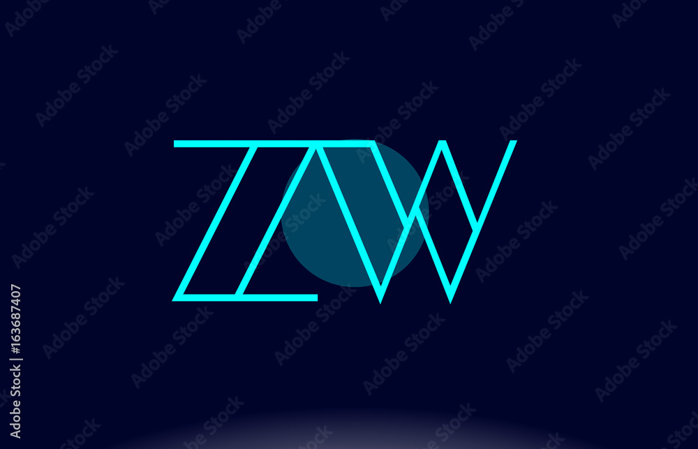 zw z w blue line circle alphabet letter logo icon template vector ...