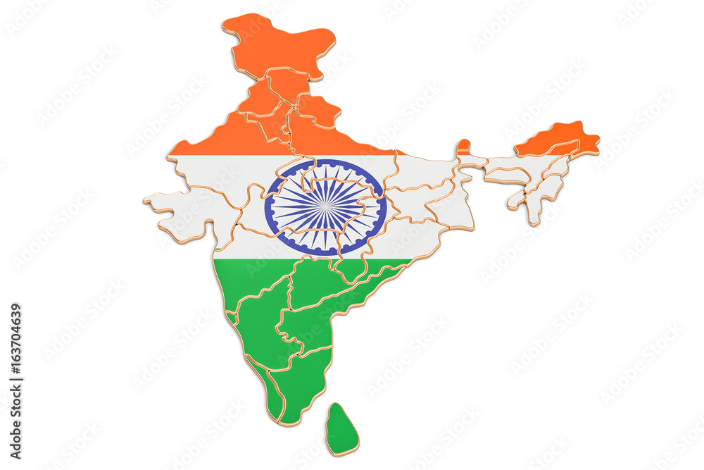 India map closeup, 3D rendering Stock Illustration | Adobe Stock