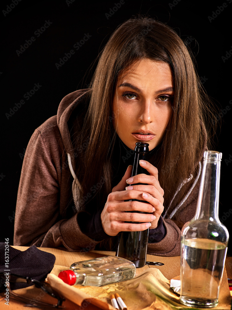 Woman alcoholism is social problem. Female drinking is cause of poor ...