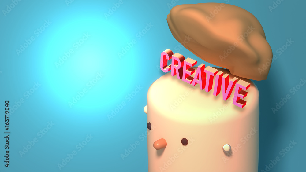 Cartoon character with open mind. Concept of creative thinking, Blank ...