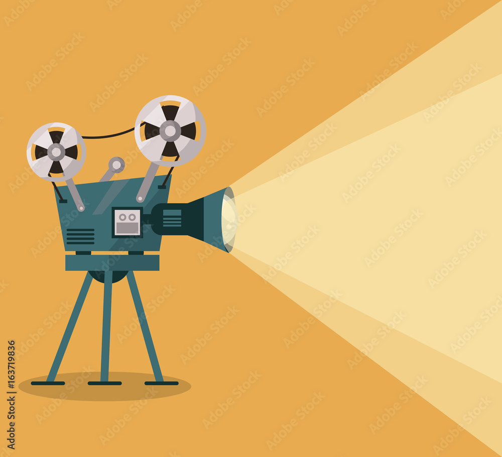yellow background with movie projector Stock Vector | Adobe Stock