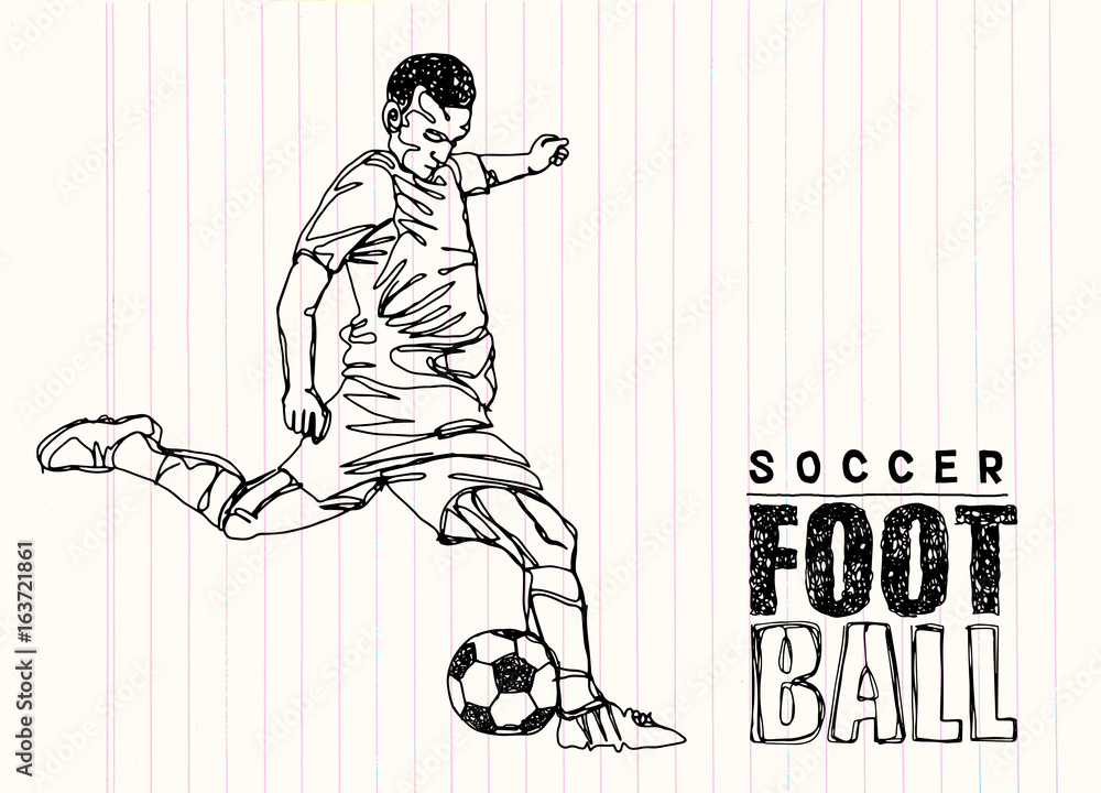 Continuous Line Drawing or One Line Drawing of two Soccer Players ...