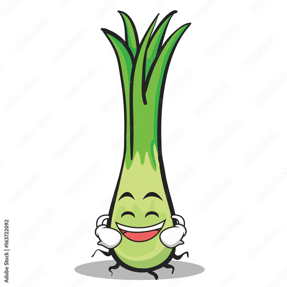 Laughing face leek character cartoon Stock Vector | Adobe Stock