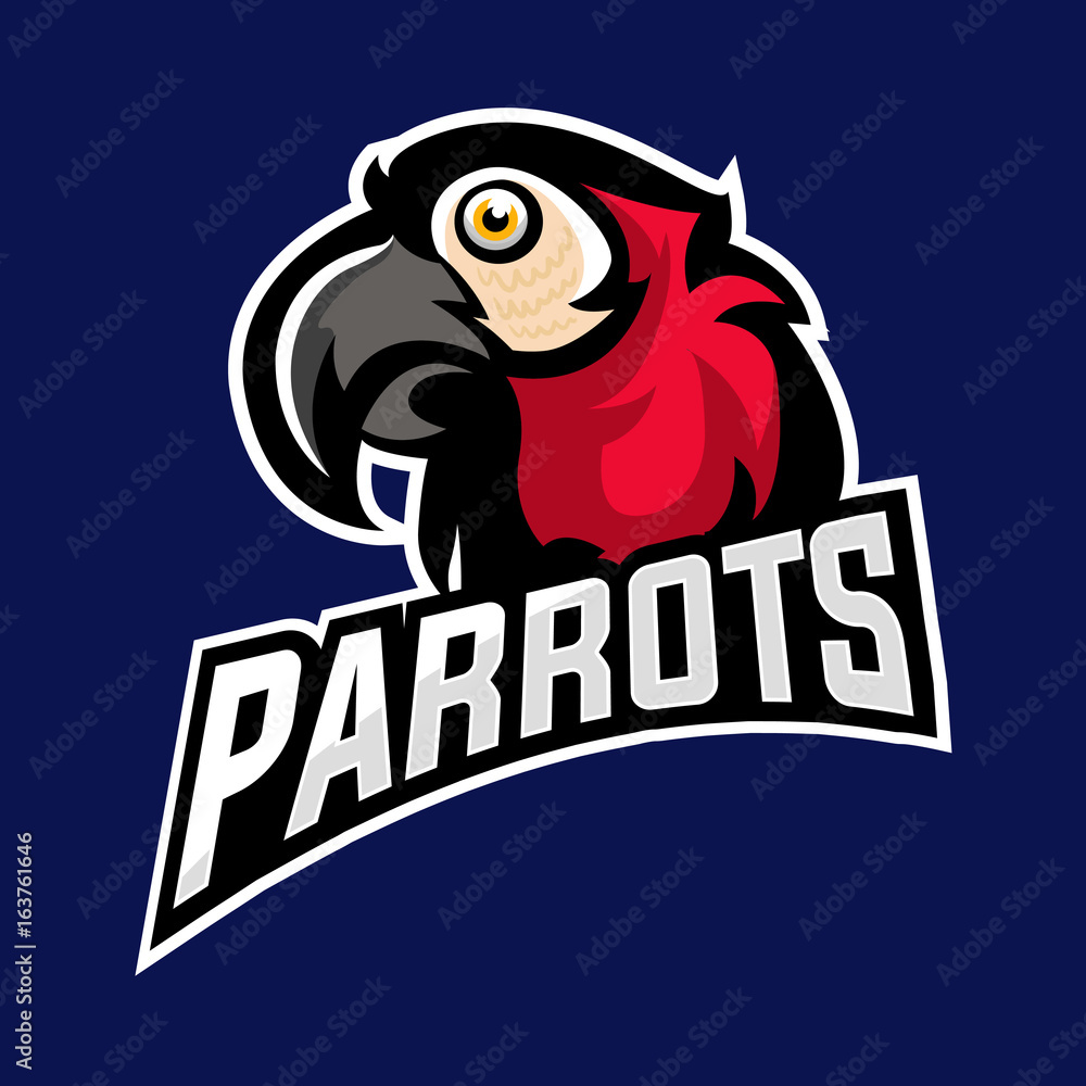 Awesome bird red parrots logo head, mascot logo team or print ...