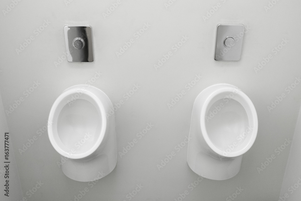 Modern European Men Room, Men Urinal Public Toilets With Button ...