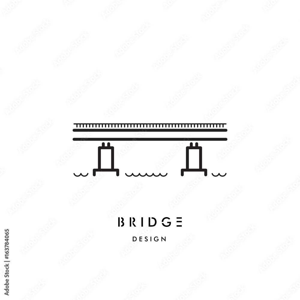 Vector logo of a simple girder bridge, the symbol connecting the two ...