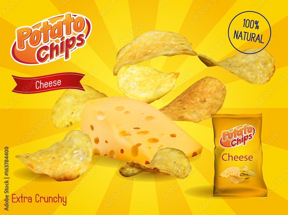 Vector design template for Chips advertising. Package with place for ...