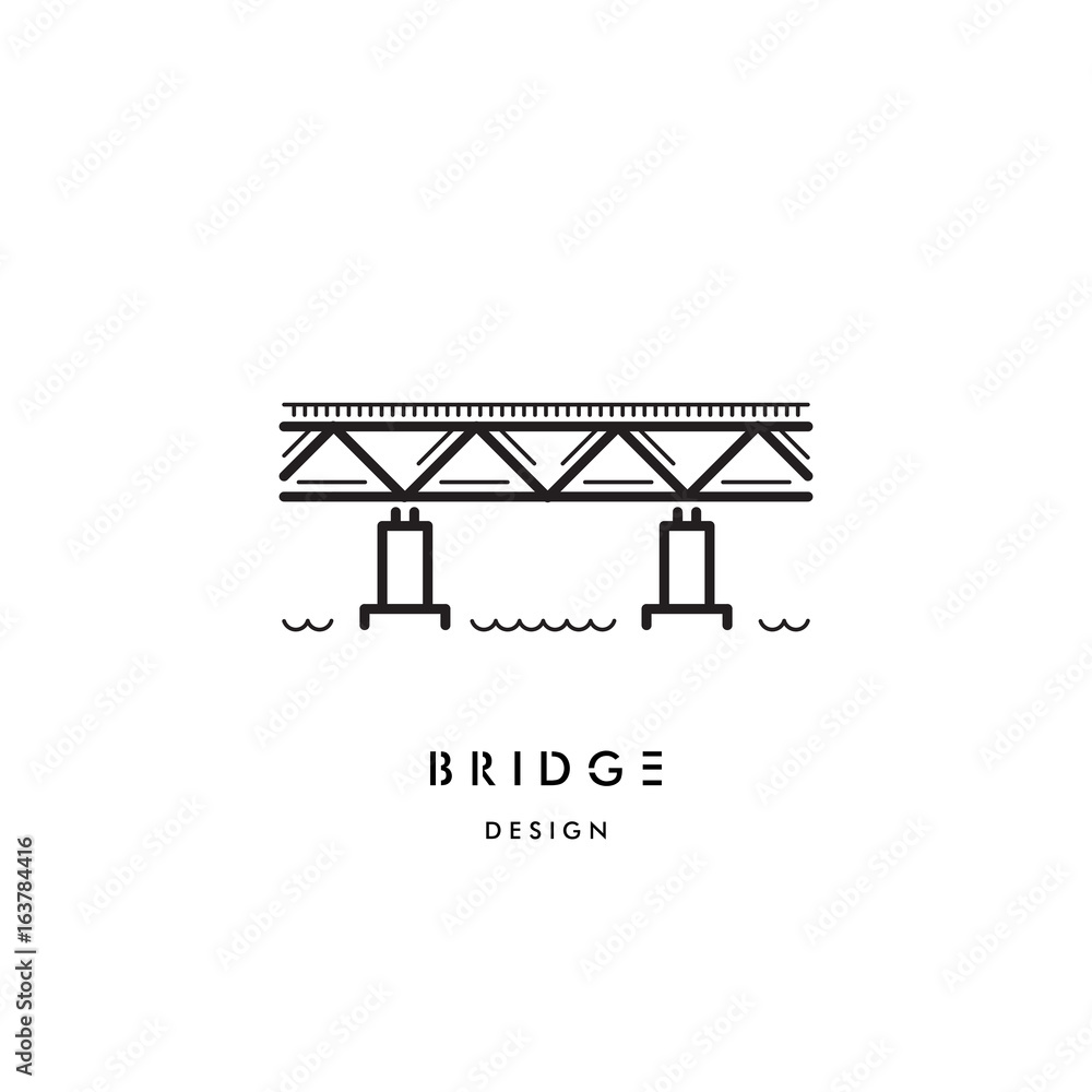 The logo of the bridge in the steel truss. Vector icon isolated on ...