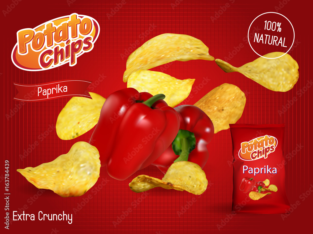 Vector design template for Chips advertising. Package with place for ...