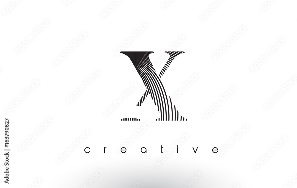 X Logo Design With Multiple Lines and Black and White Colors. Stock ...