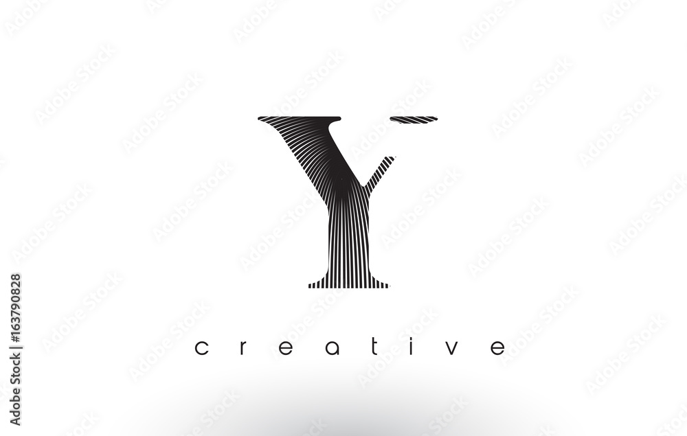 Y Logo Design With Multiple Lines and Black and White Colors. Stock ...