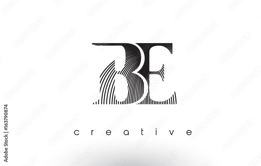 BE Logo Design With Multiple Lines and Black and White Colors. Stock ...