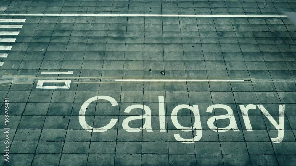 Aerial view of big airplane arriving to Calgary airport. Travel to ...
