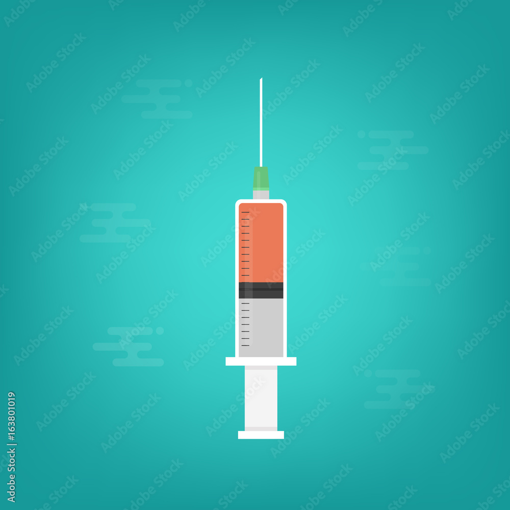 Vector syringe icon for injection vaccine with blood liquid #163801019 ...
