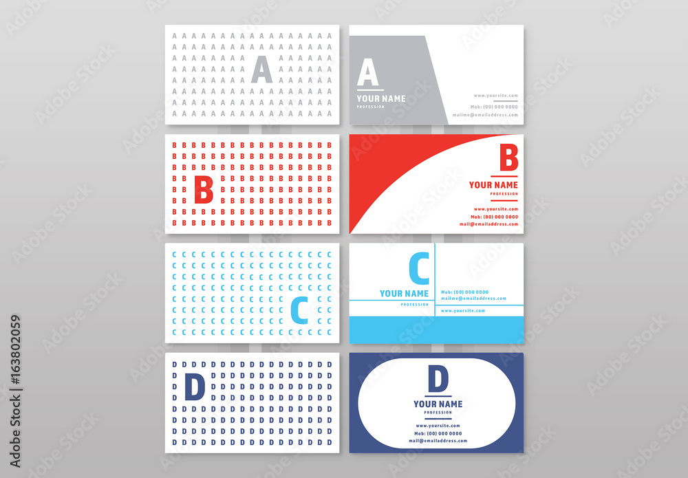 Letter Pattern Element Business Card Layouts 1 Stock Template | Adobe Stock