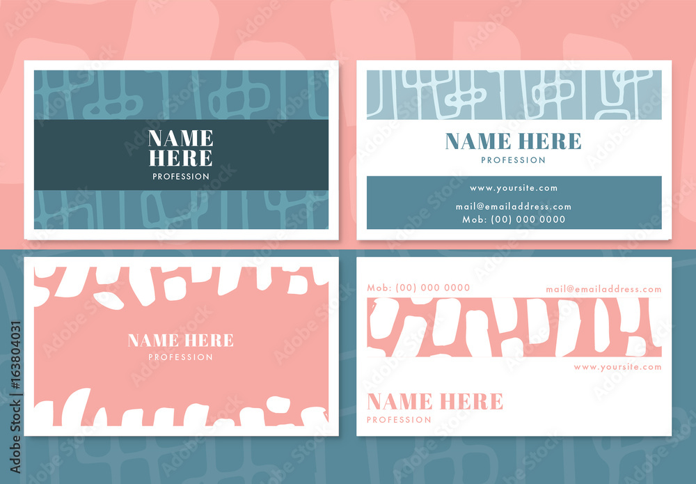 Doodle Pattern Business Card Layouts 2 Stock Template | Adobe Stock