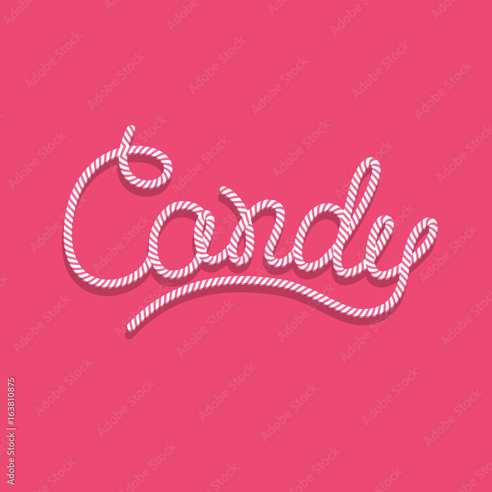 Pink logo with candy lettering design. Typography, handmade calligraphy ...