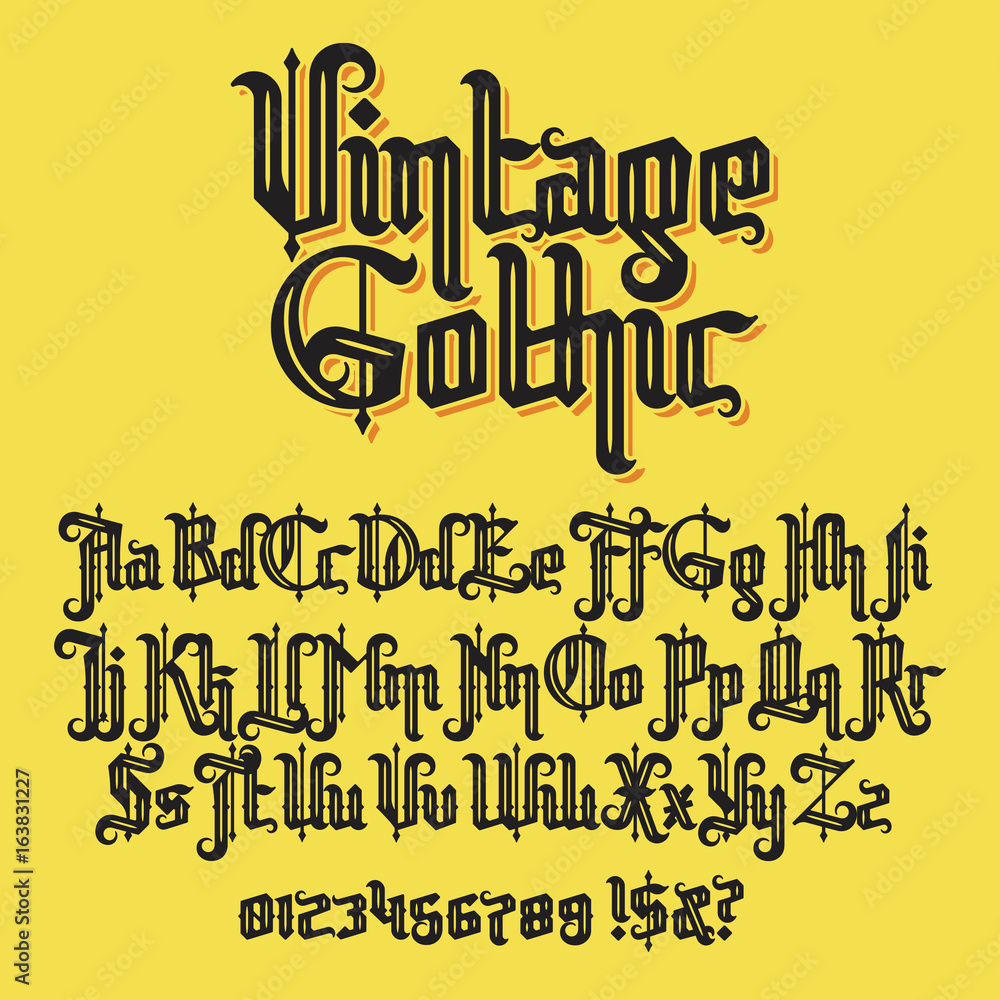 Vintage gothic typeface Stock Vector | Adobe Stock