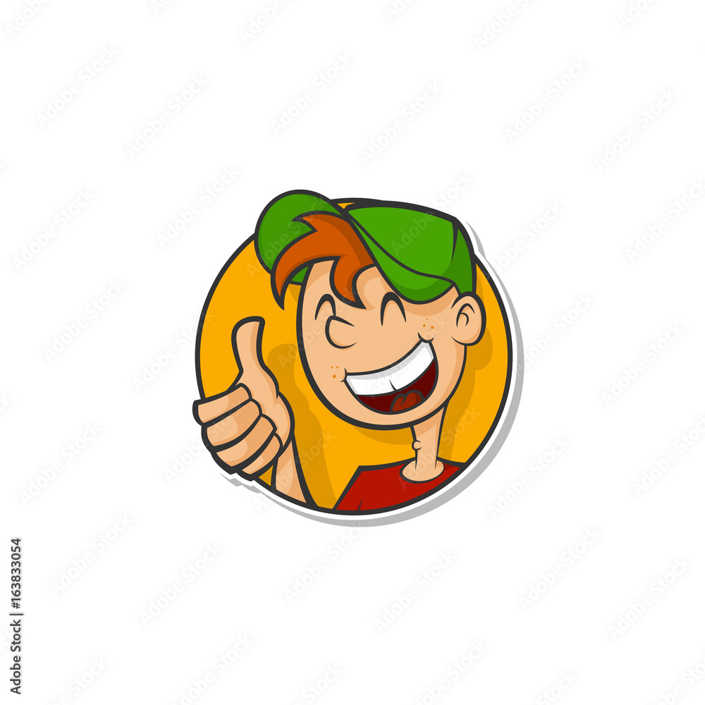 The emblem guy shows like in the circle. Man logo sticker. Vector ...