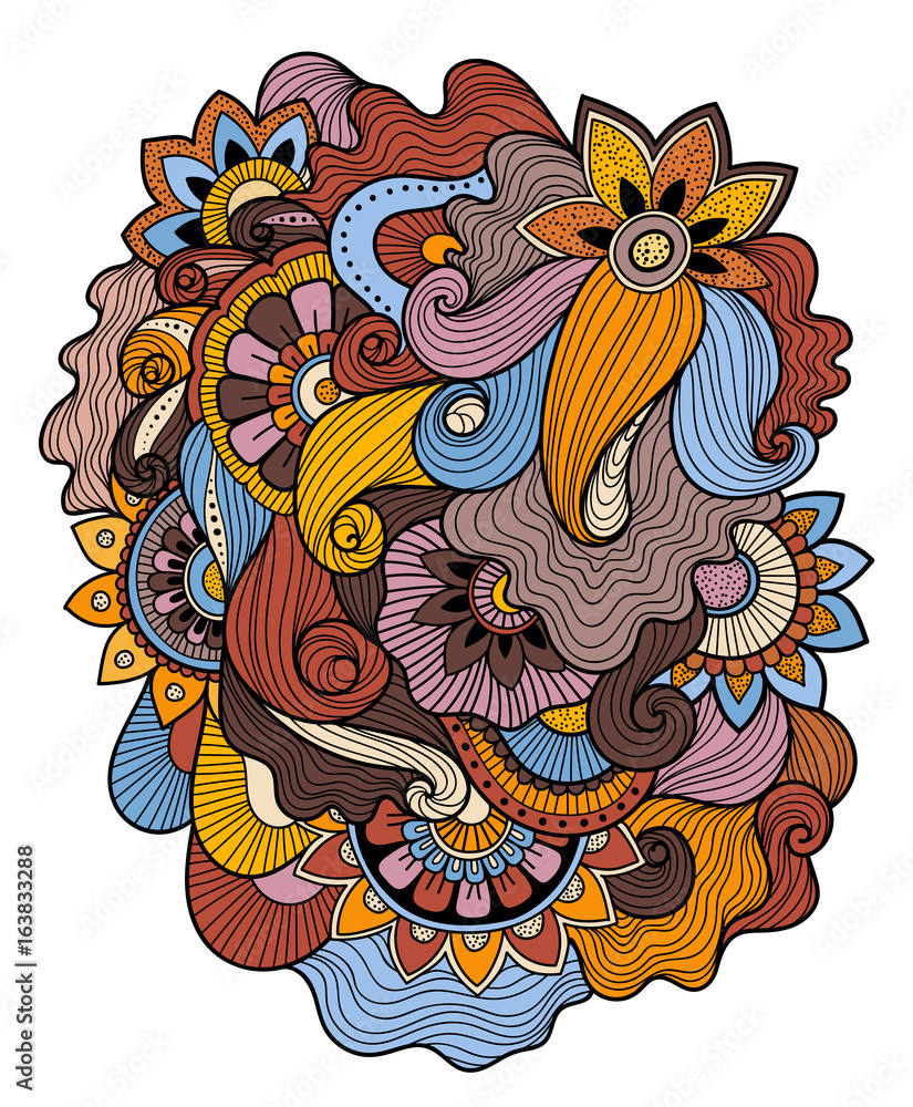 Beautiful doodle art floral composition. Tattoo flower template. Doodle ...