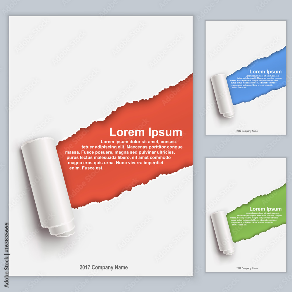 Title page template with torn piece effect Stock Vector | Adobe Stock