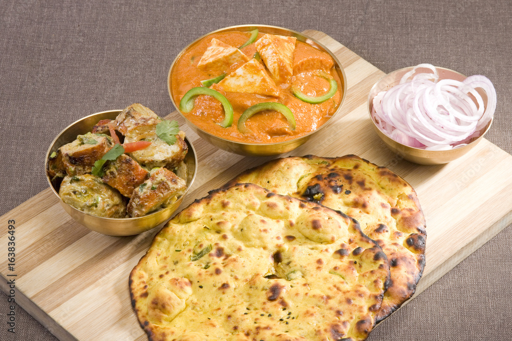 Shahi Paneer and Soya ChaapCooked Missi Roti Stock Photo | Adobe Stock