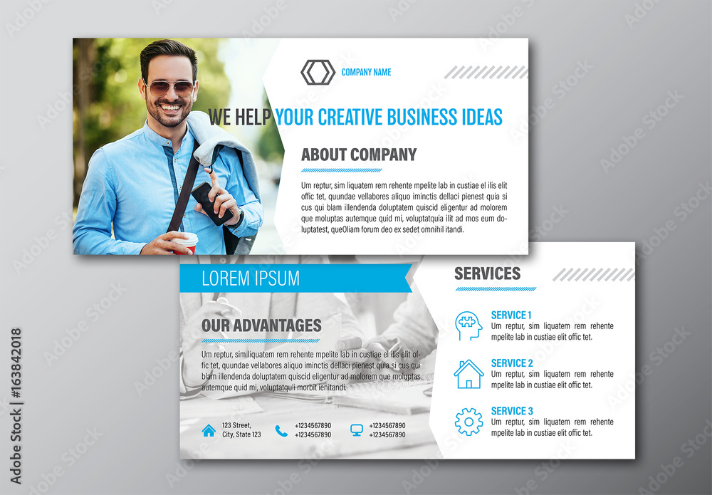 Business DL Flyer Layout with Blue Accents 1 Stock Template | Adobe Stock