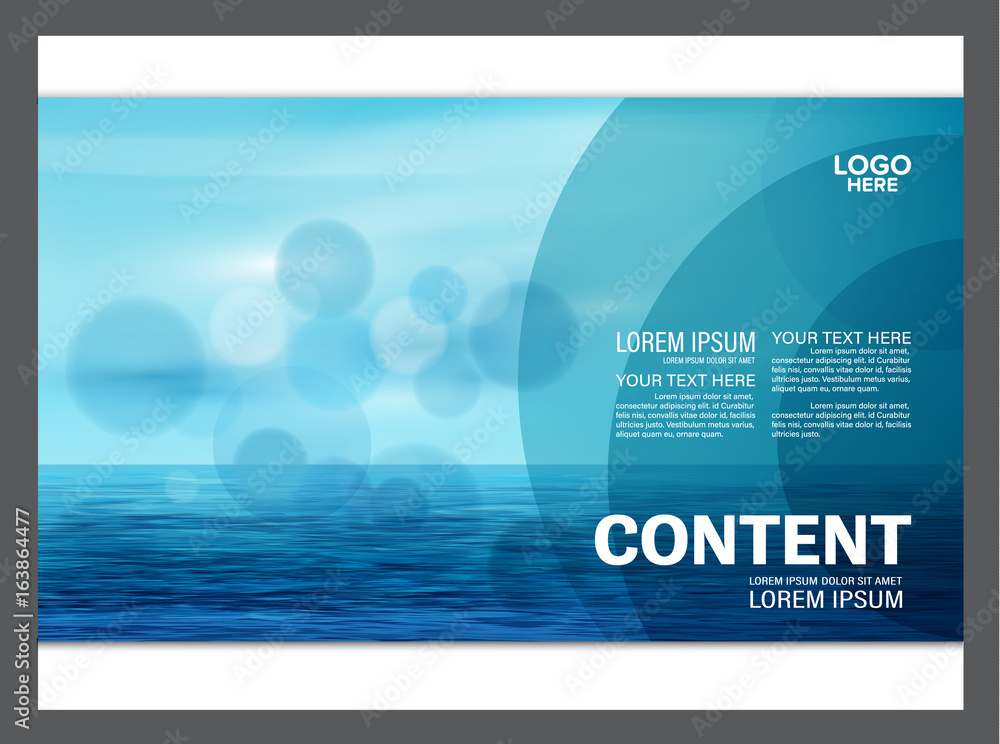 Seascape and blue sky presentation layout design template background ...