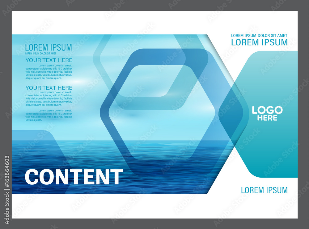 Seascape and blue sky presentation layout design template background ...