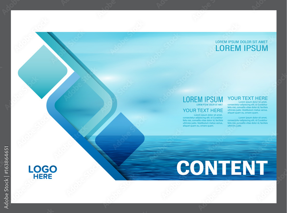 Seascape and blue sky presentation layout design template background ...