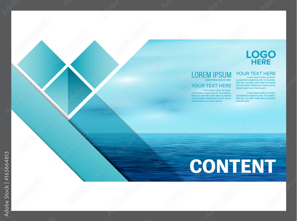 Seascape and blue sky presentation layout design template background ...