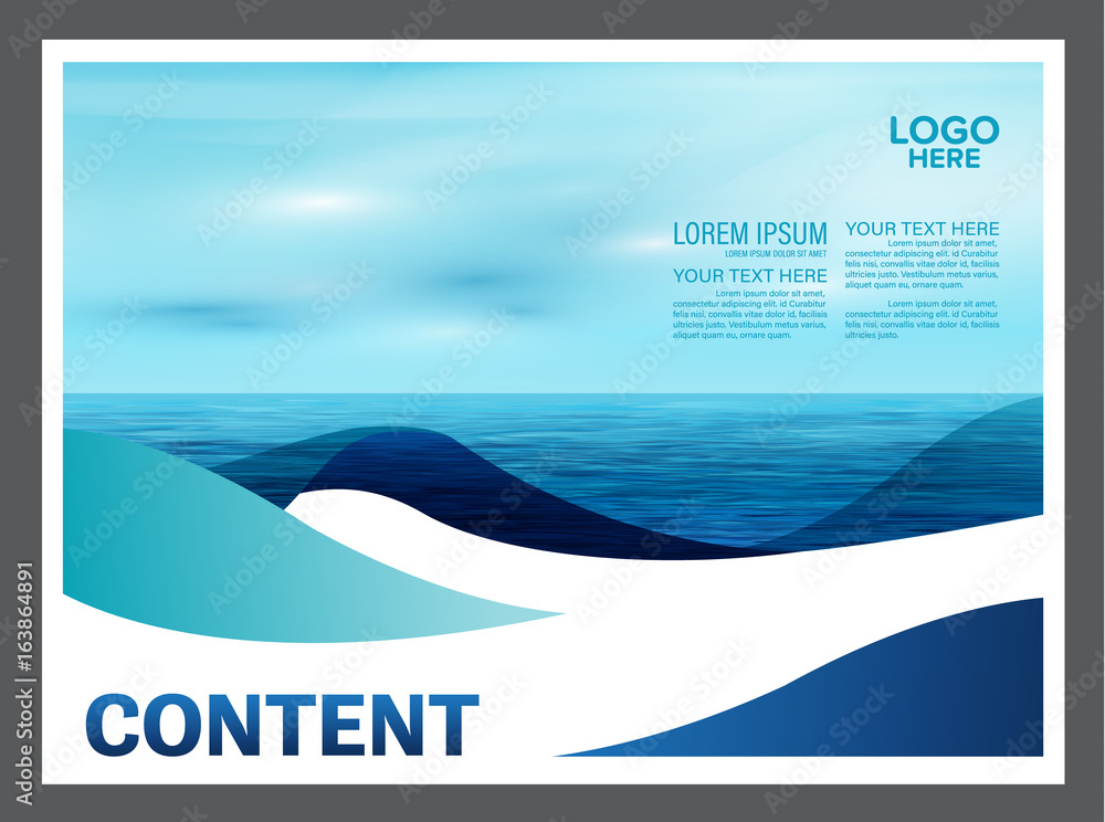 Seascape and blue sky presentation layout design template background ...