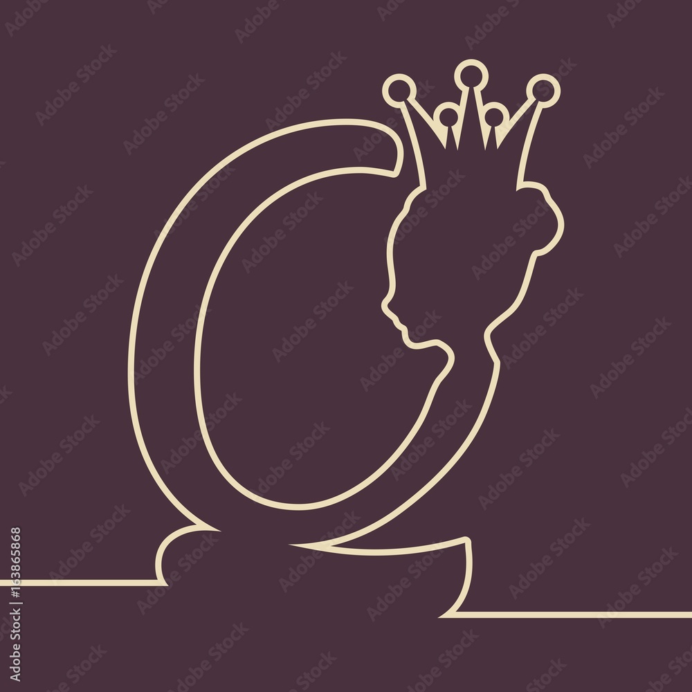 Vintage queen silhouette. Medieval queen profile. Elegant outline ...