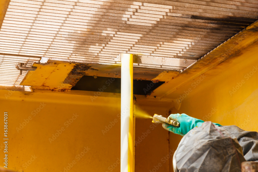 Painted, corroded, anti-corrosion, with spray guns on the production ...