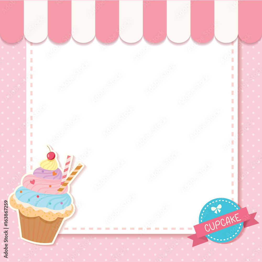 Vector of cupcake pink cafe design for menu template with logo sign ...
