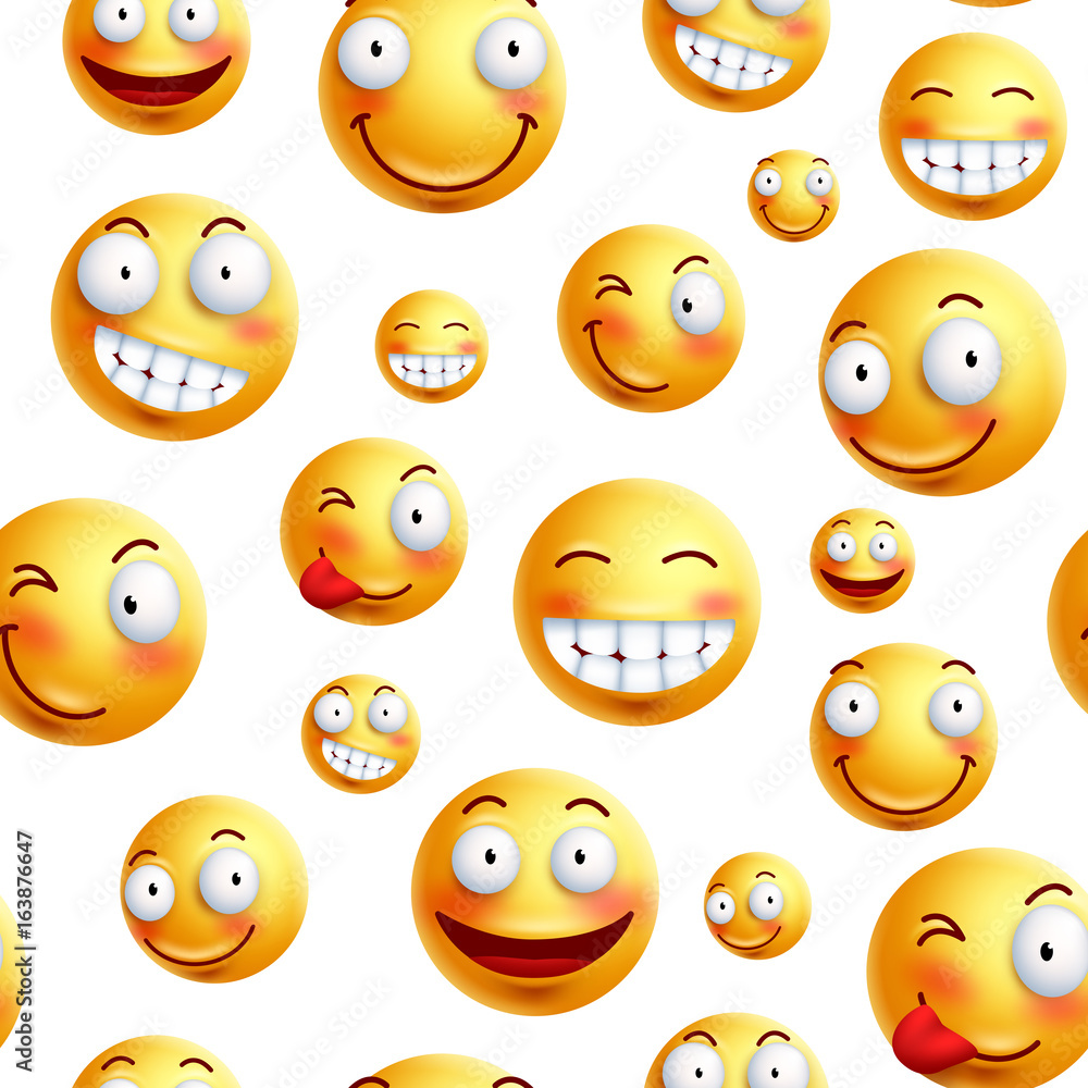 Smiley face pattern vector background. Continuous, endless or seamless ...