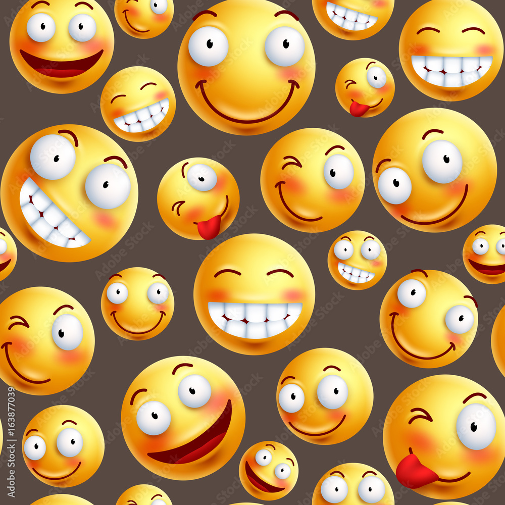 Smiley pattern vector background with continuous or seamless happy ...