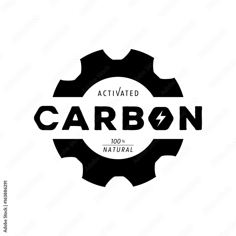 activated carbon logo with gear shape and form logo Stock Vector ...