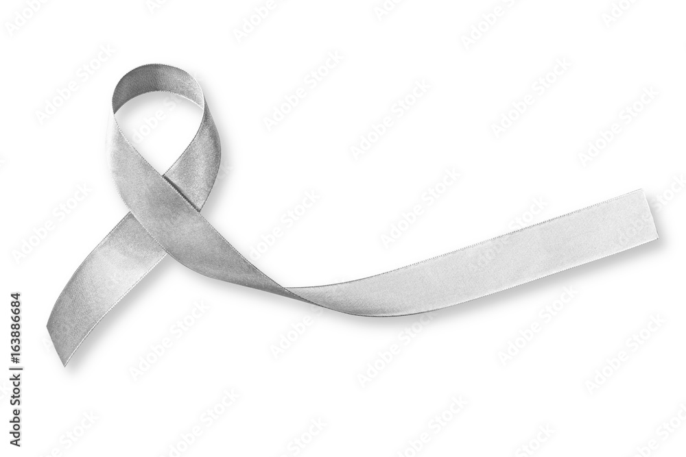 Silver color ribbon (isolated on white background clipping path) for ...