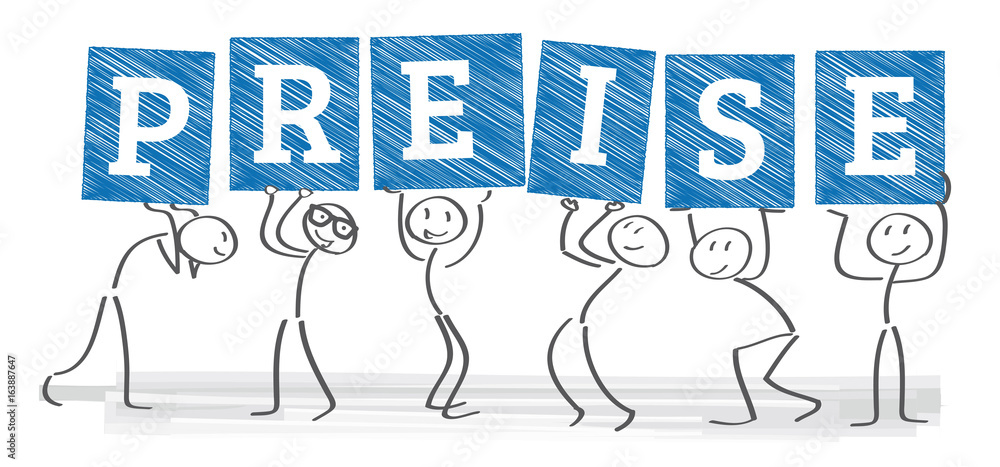 Strichmännchen halten Schilder mit der Aufschrift "Preise" Stock Vector ...