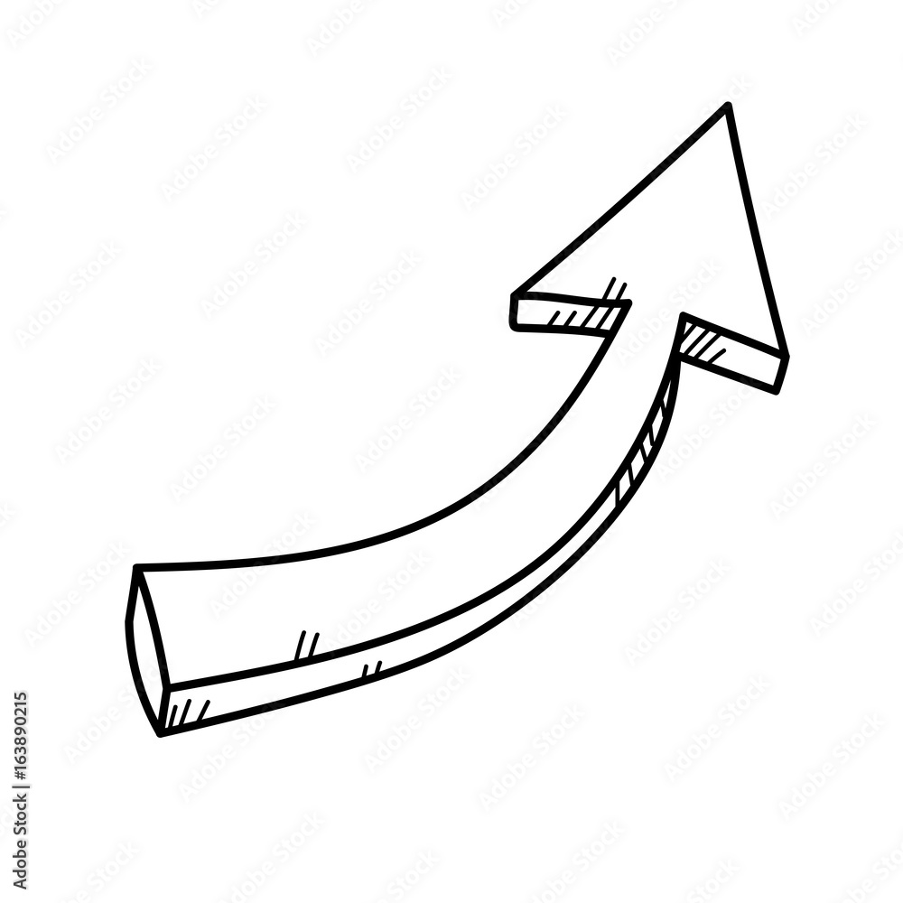 Arrow grow up symbol freehand drawing illustration on white background ...