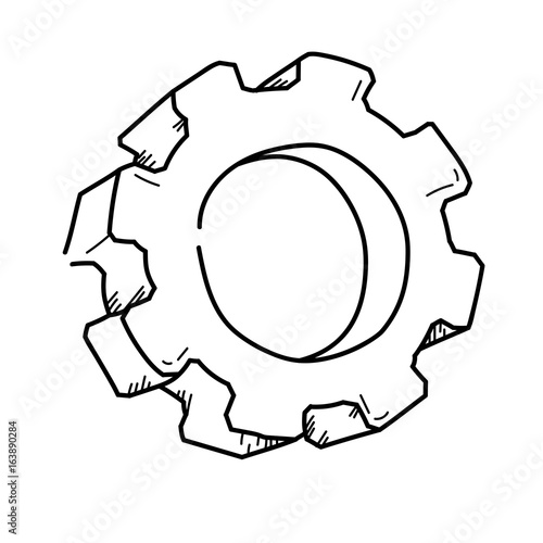 Gear symbol for engineering freehand drawing illustration Stock ...