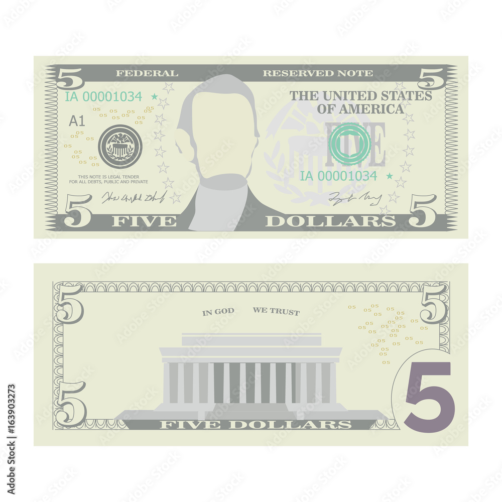 5 Dollar Cartoon Money