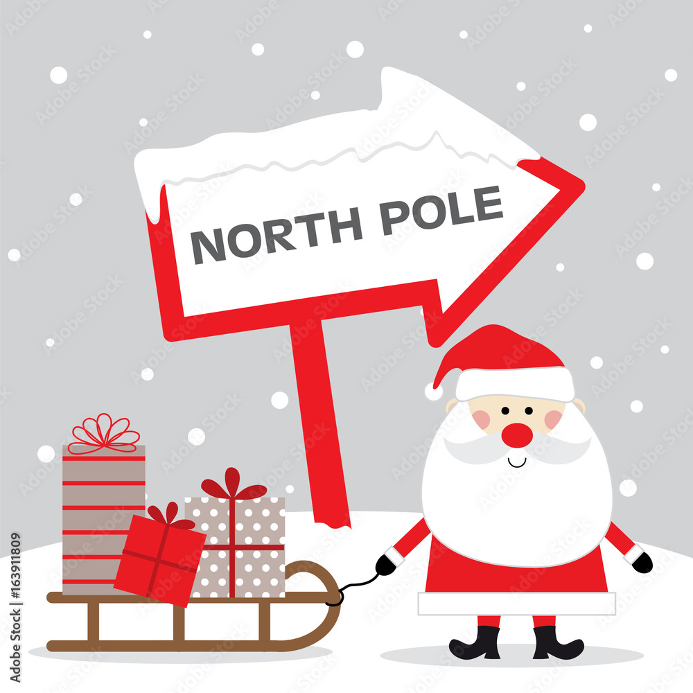 Cute Santa going to north pole Stock Vector | Adobe Stock